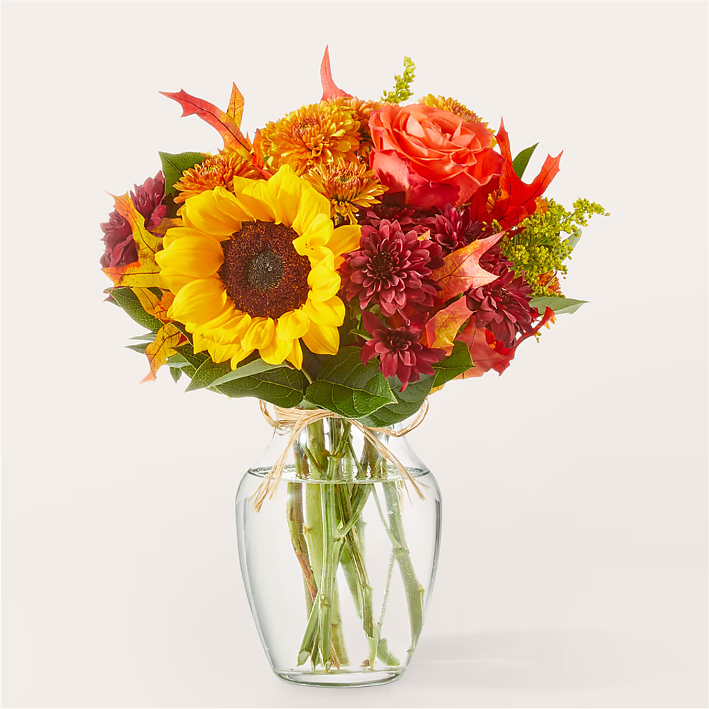 Sunny Side Bouquet – burgundy, butterscotch, orange, yellow flower ...